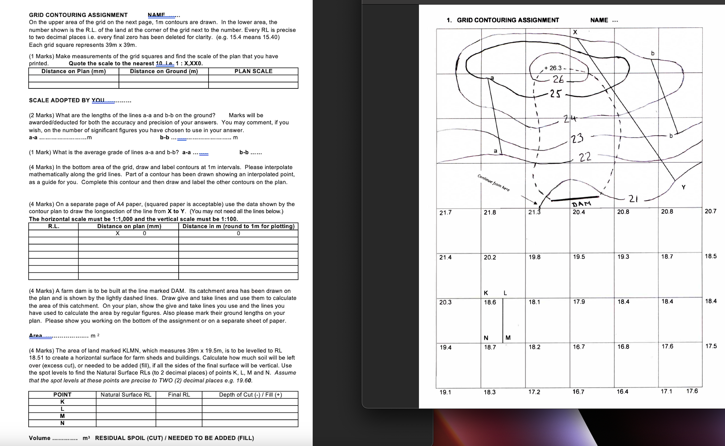 Solved GRID CONTOURING ASSIGNMENTNAMFOn the upper area of | Chegg.com