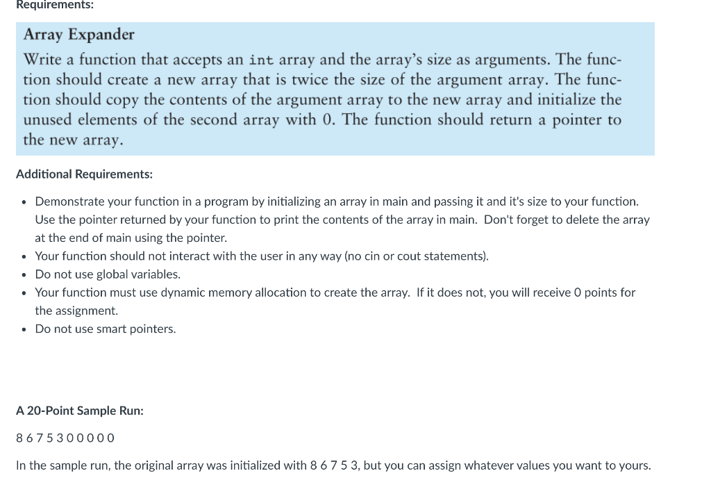 Solved Requirements: Array Expander Write a function that | Chegg.com