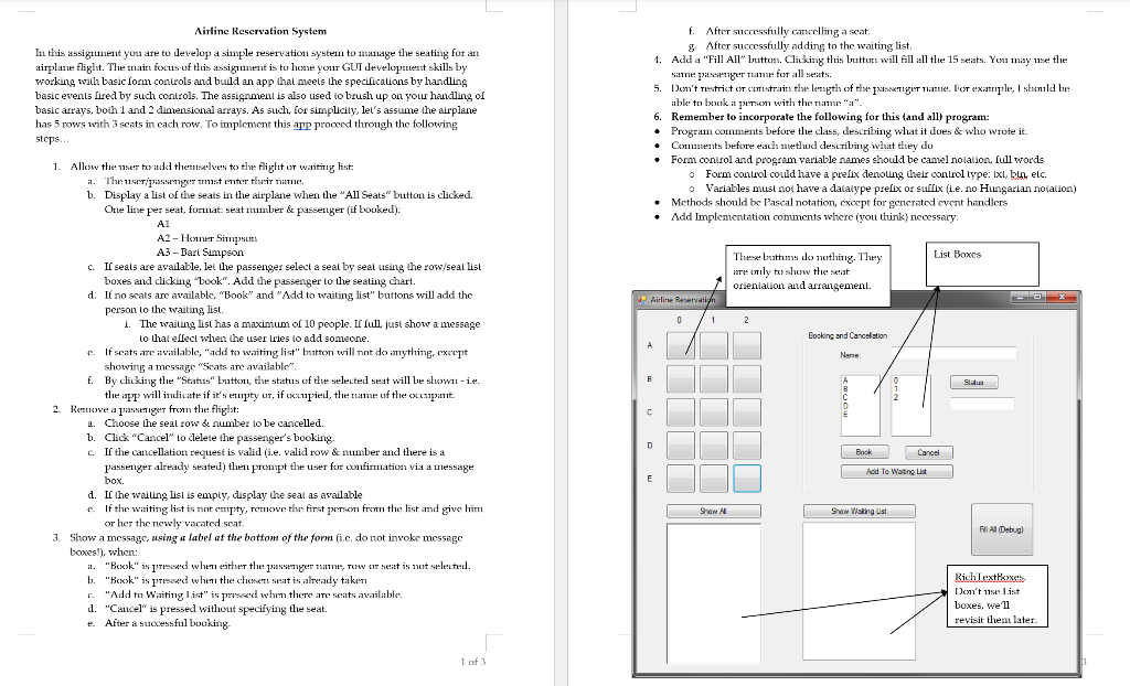 Solved f Airline Reservation System In this assignment you | Chegg.com