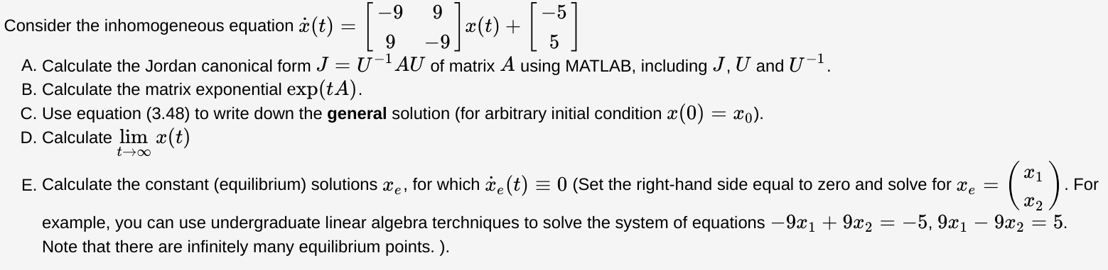oce -1 = -9 9 Consider the inhomogeneous | Chegg.com