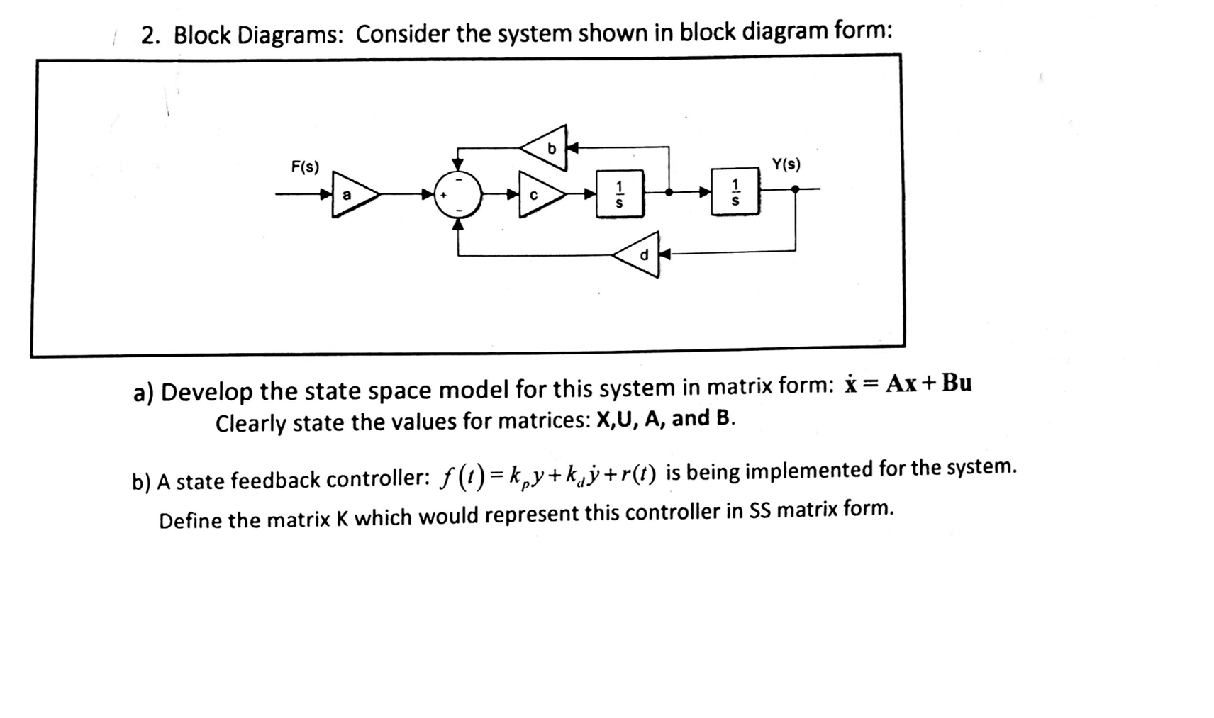 Solved í 2. Block Diagrams: Consider the system shown in | Chegg.com