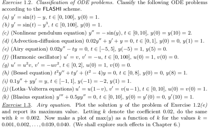 Exercise 1.2. Classification of ODE problems. | Chegg.com