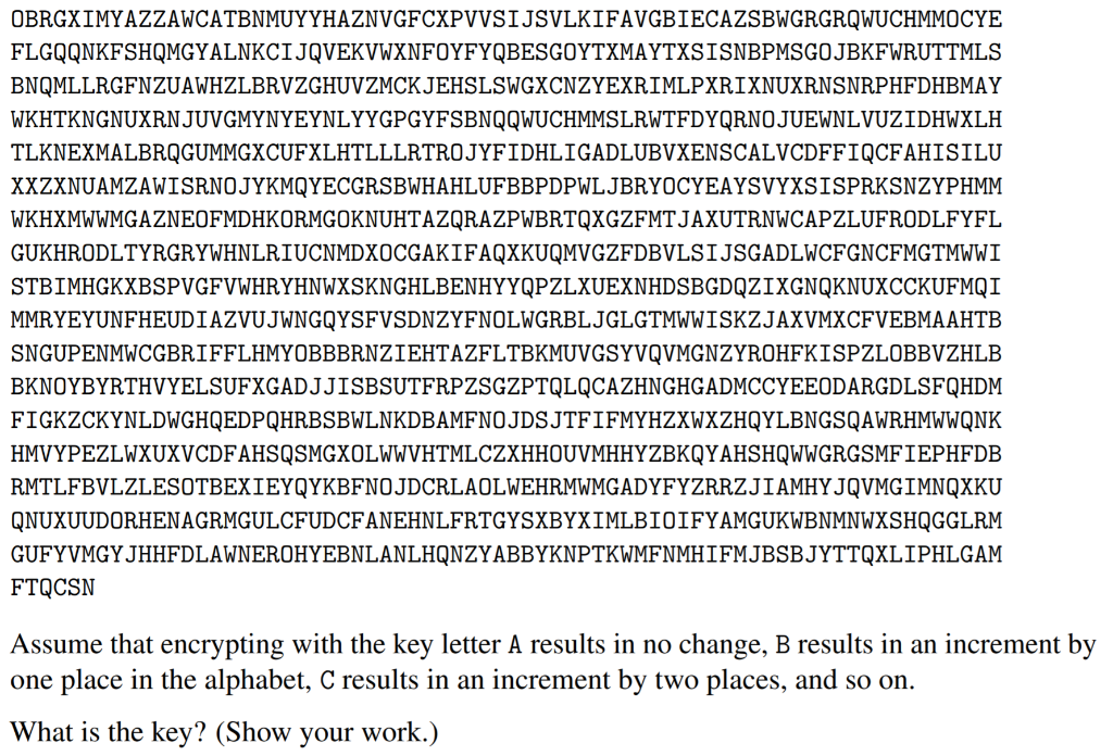 Solved Cryptanalysis Here is some ciphertext that was | Chegg.com