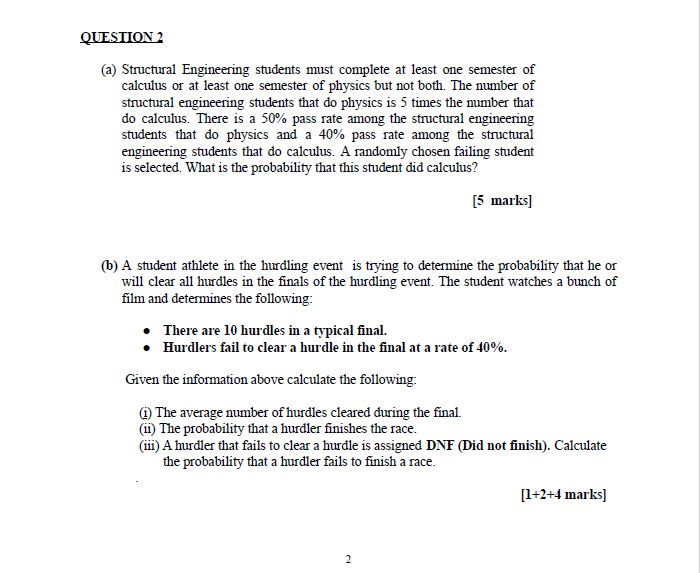 Solved QUESTION 2 (a) Structural Engineering students must | Chegg.com