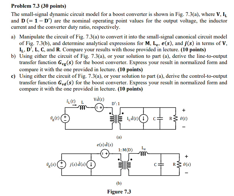 Problem 7.3 (30 points) The small-signal dynamic | Chegg.com