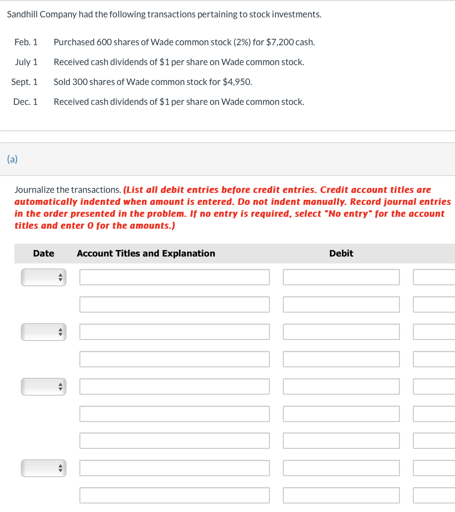 Solved Sandhill Company had the following transactions | Chegg.com