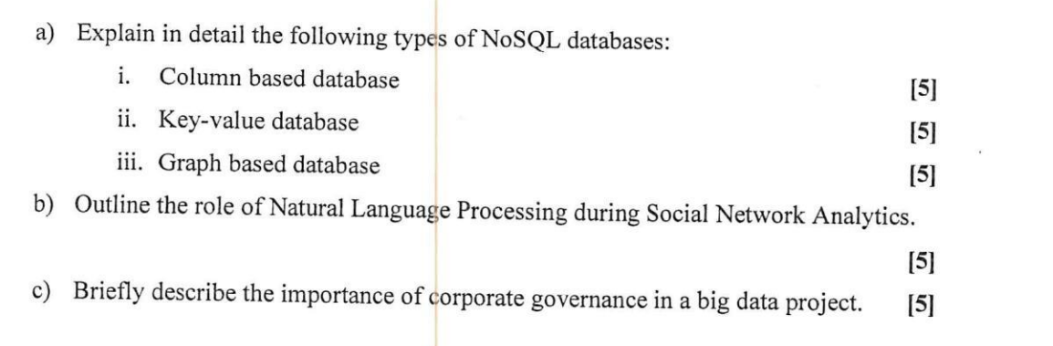Solved a) Explain in detail the following types of NoSQL | Chegg.com