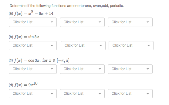 Solved Determine if the following functions are one-to-one, | Chegg.com