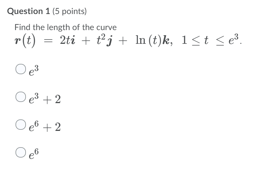 Solved Question 1 (5 points) Find the length of the curve | Chegg.com