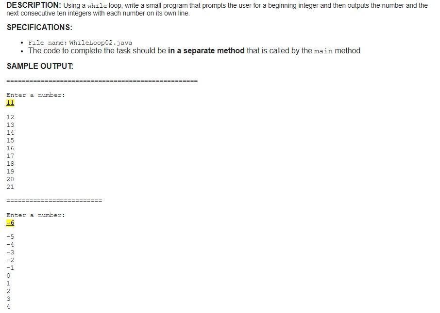 Solved Description Using A While Loop Write A Small 7787