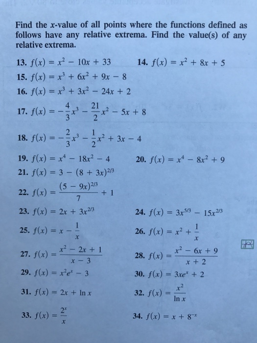 Solved Find the x-value of all points where the functions | Chegg.com