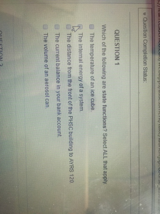 Solved Which of the following are state functions? Select | Chegg.com