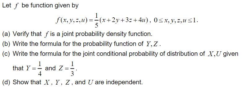 Solved Let f be function given by f(x,y,z,11) = {(x+2y+32 | Chegg.com