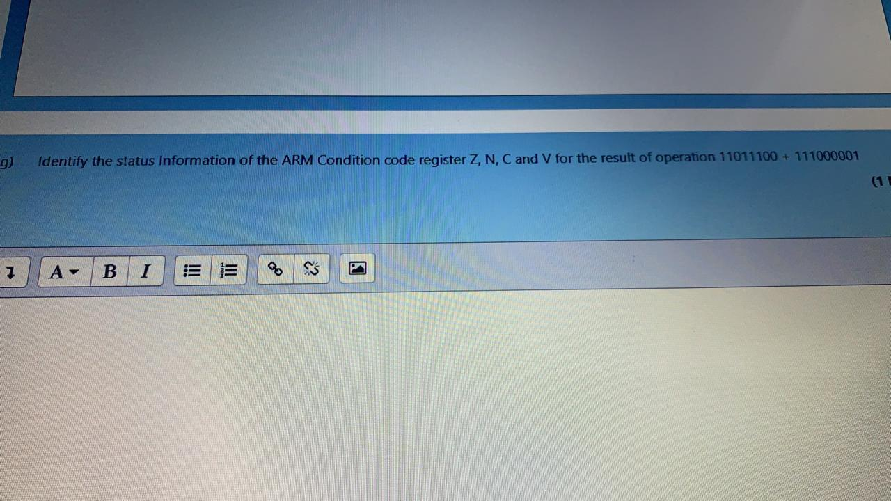 Solved g) Identify the status Information of the ARM | Chegg.com