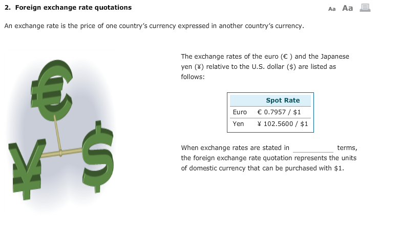 Solved 2. Foreign exchange rate quotations Aa Aa E An | Chegg.com