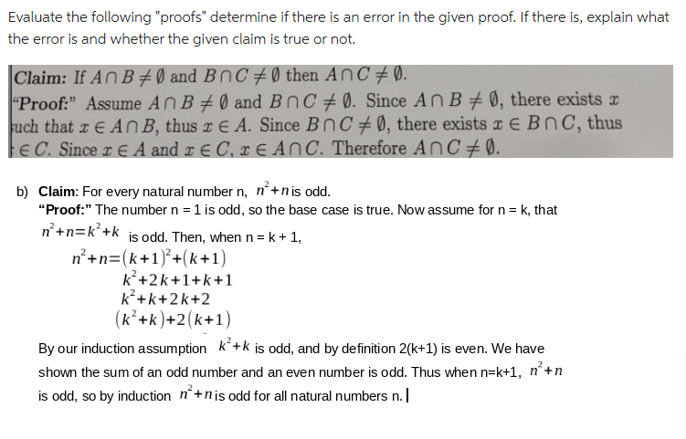 Solved Evaluate the following "proofs" determine if there is | Chegg.com