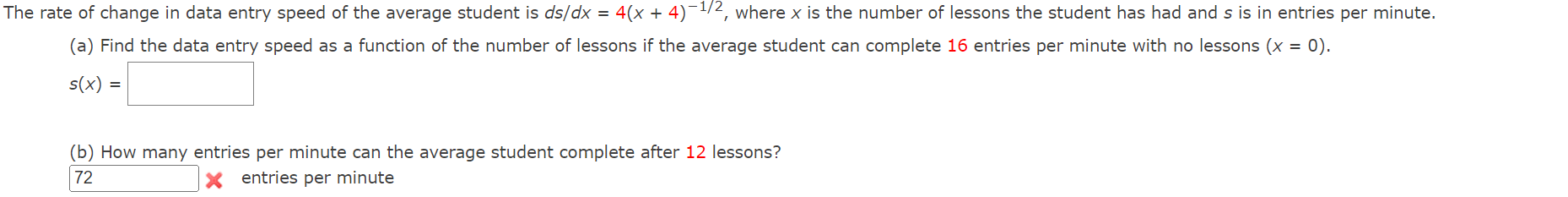 Solved ne rate of change in data entry speed of the average | Chegg.com