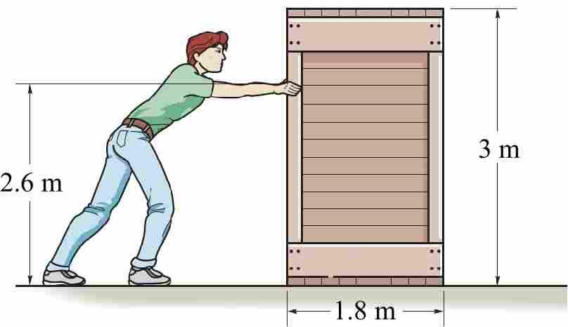 Solved The 95-kg man pushes the uniform crate having a mass | Chegg.com