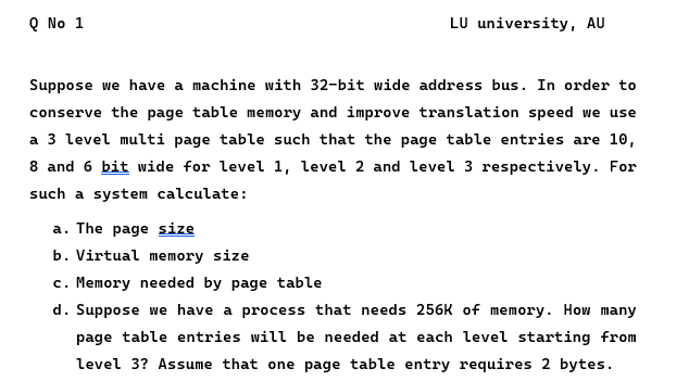 Solved O No 1 LU university, AU Suppose we have a machine | Chegg.com