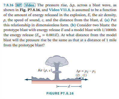 Solved 7.8.16 WP The pressure rise, Δp, across a blast wave, | Chegg.com