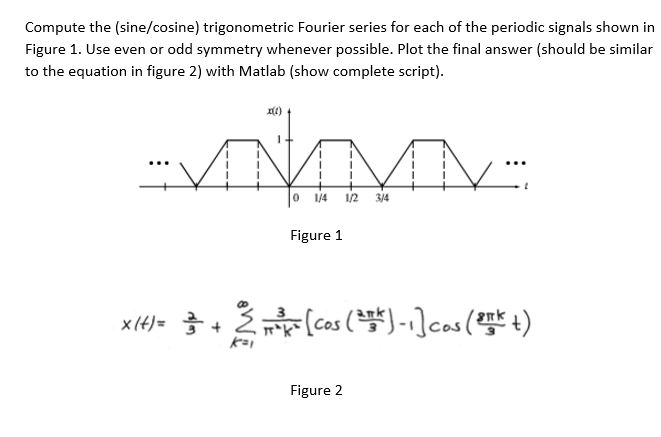 Solved Compute the (sine/cosine) trigonometric Fourier | Chegg.com