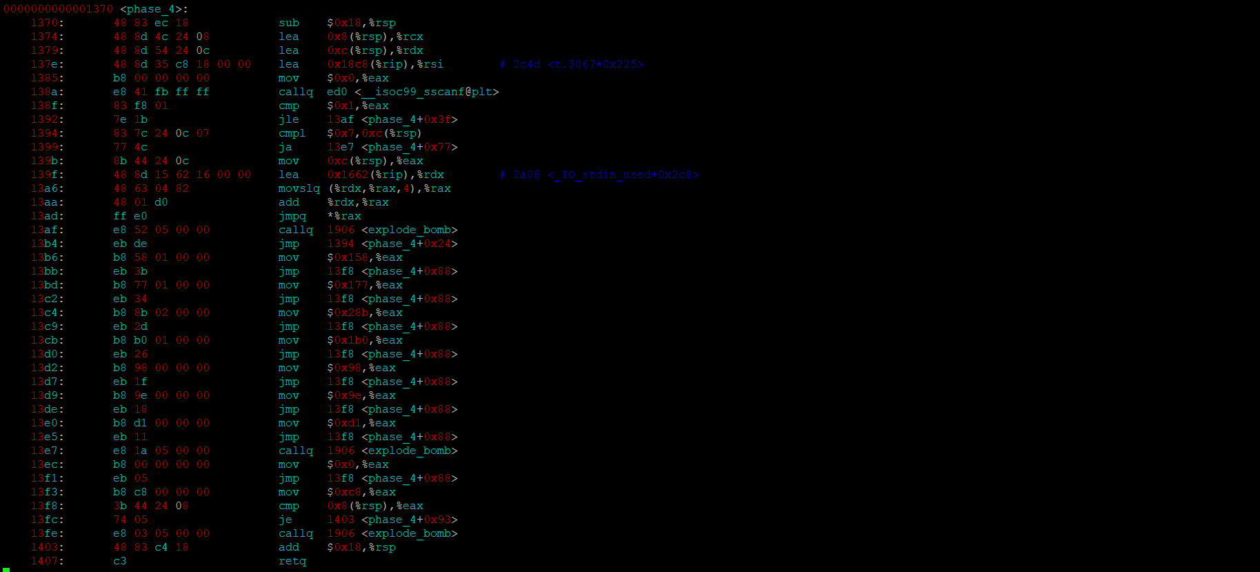 Solved PLEASE HELP! This is phase 4 of the binary bomb lab. | Chegg.com