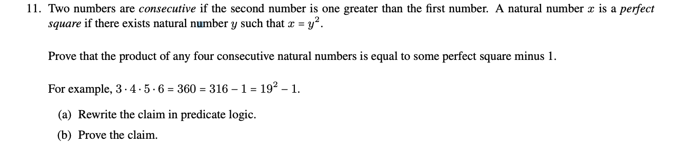 Solved 11. Two numbers are consecutive if the second number | Chegg.com