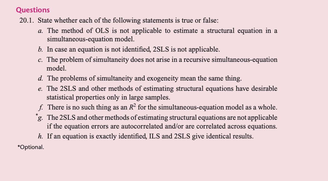 Solved Questions 20.1. State whether each of the following | Chegg.com