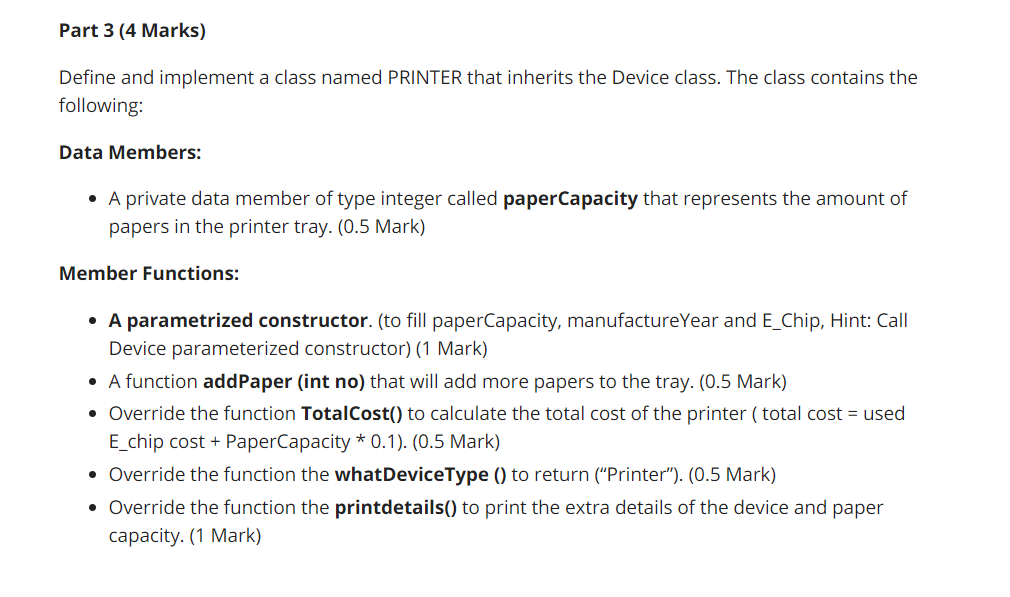 Solved Part 1 (12 Marks) Define and implement a class E_chip | Chegg.com
