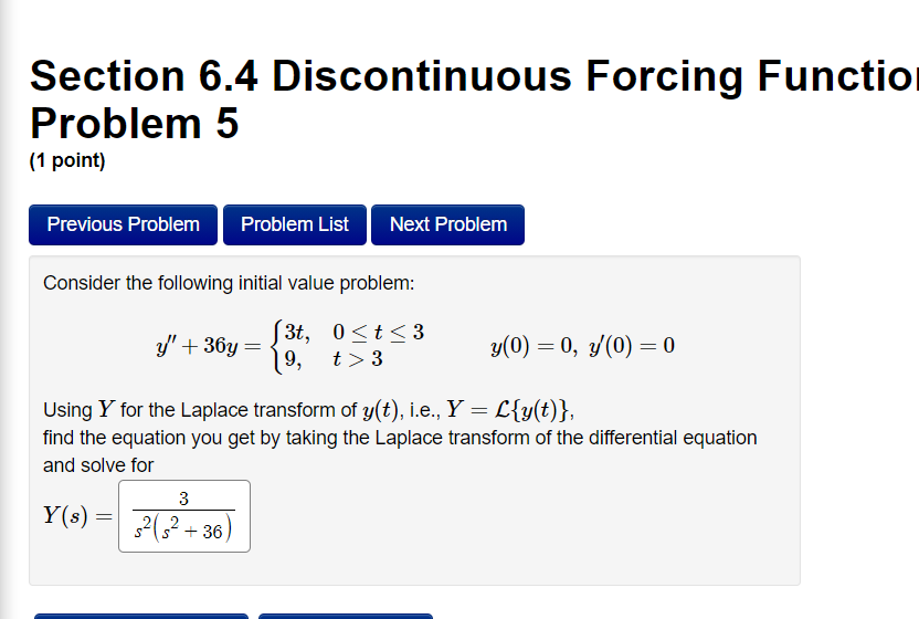 Solved Section 6.4 Discontinuous Forcing Function Problem 5 | Chegg.com