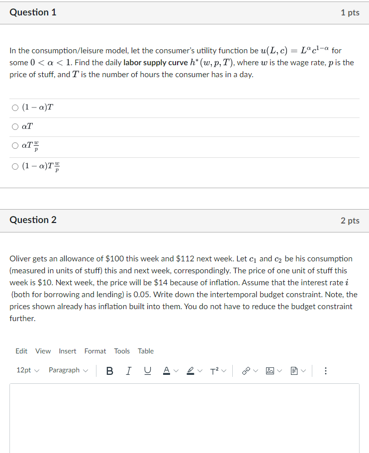 Solved In the consumption/leisure model, let the consumer's | Chegg.com