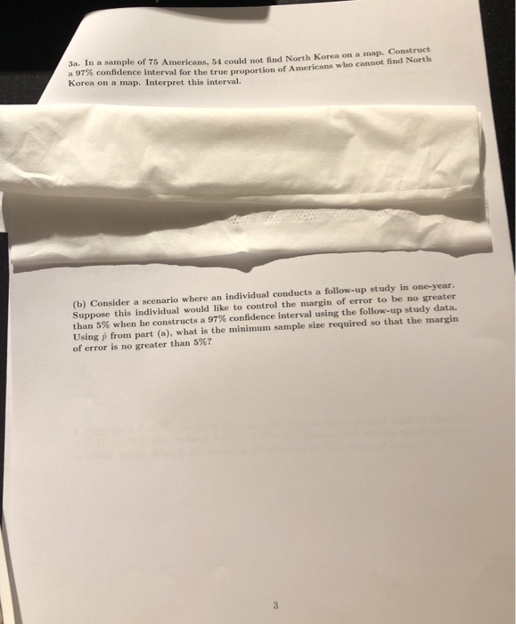 Solved 3a. In a sample of 75 Americans, 54 could not find | Chegg.com