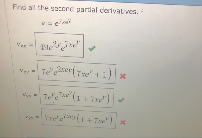 Solved Find all the second partial derivatives. | Chegg.com