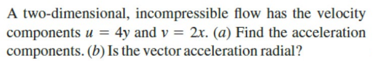 Solved A two-dimensional, incompressible flow has the | Chegg.com
