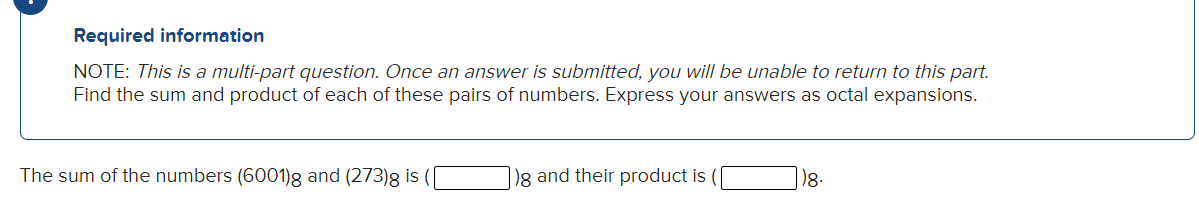 Solved Required information NOTE: This is a multi-part | Chegg.com