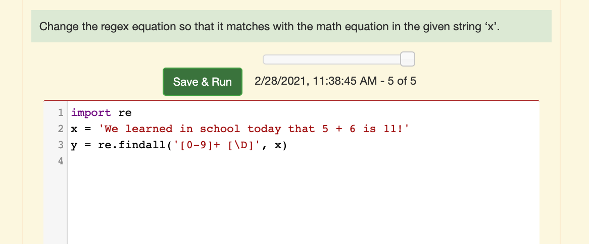 Solved Change the regex equation so that it matches with the | Chegg.com
