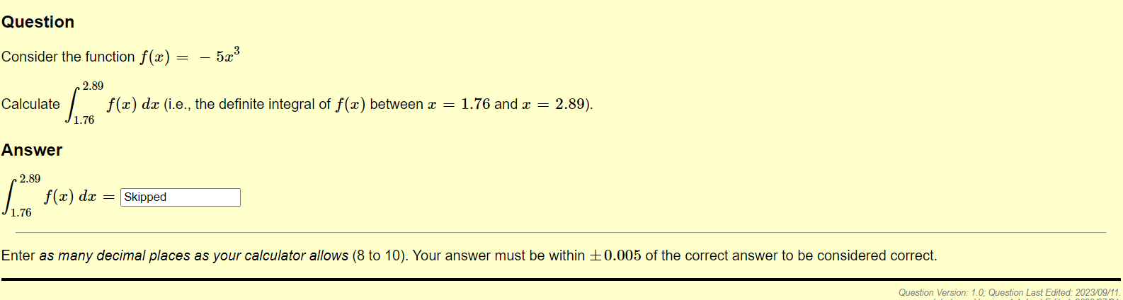 Solved Consider the function f(x)=−5x3 Calculate | Chegg.com