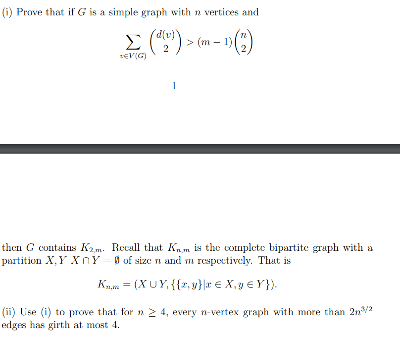Solved (i) ﻿Prove that if G ﻿is a simple graph with n | Chegg.com