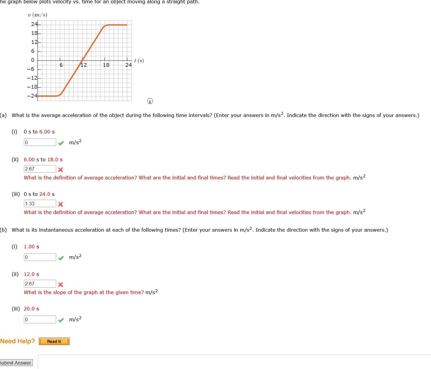 [Solved]: (a) What is the average acceleration of the objec