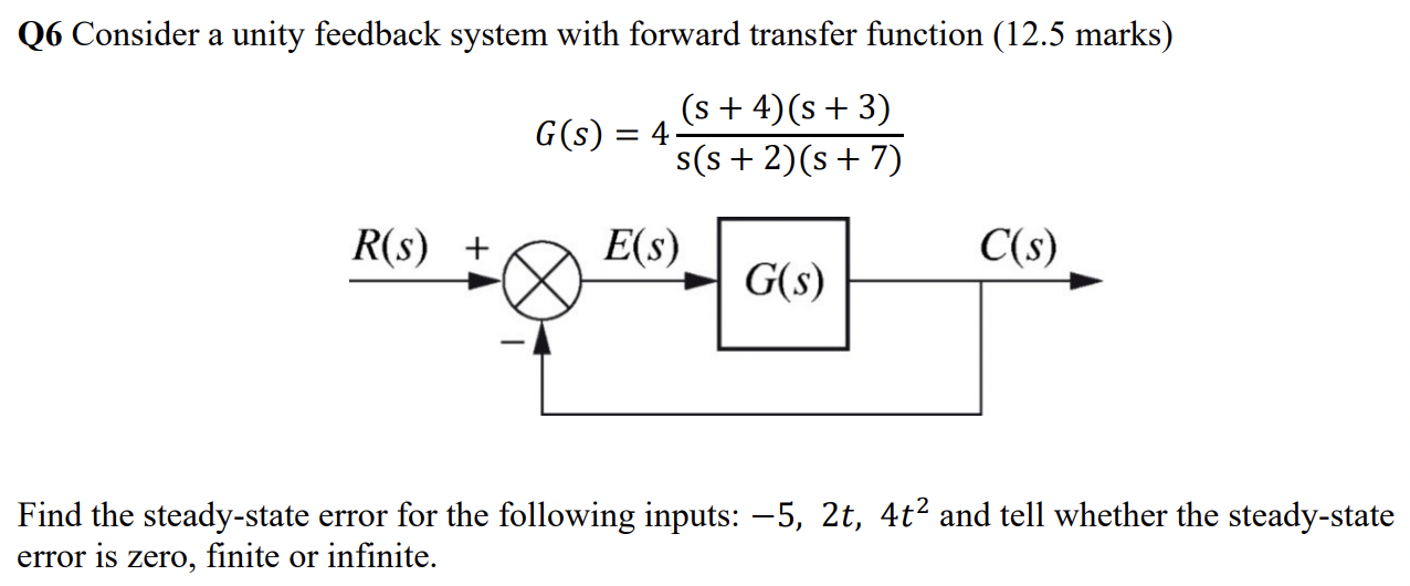 Solved Consider a unity feedback system with forward | Chegg.com