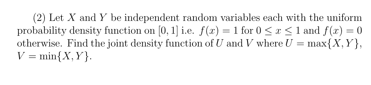 Solved (2) Let X and Y be independent random variables each | Chegg.com