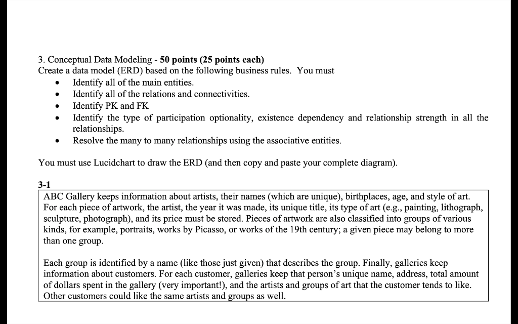 Solved 3. Conceptual Data Modeling - 50 points ( 25 points | Chegg.com