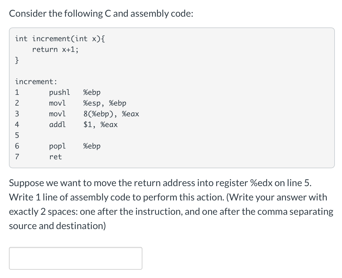 Solved Consider the following C and assembly code: int | Chegg.com