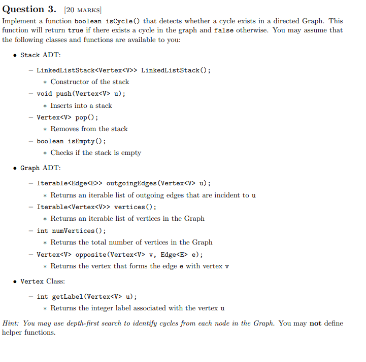 Solved Question 3. [20 MARKS] Implement a function boolean | Chegg.com