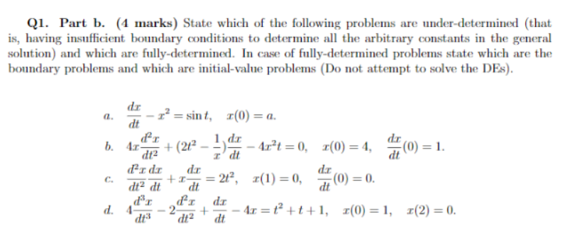 Solved Q1. Part b. (4 marks) State which of the following | Chegg.com
