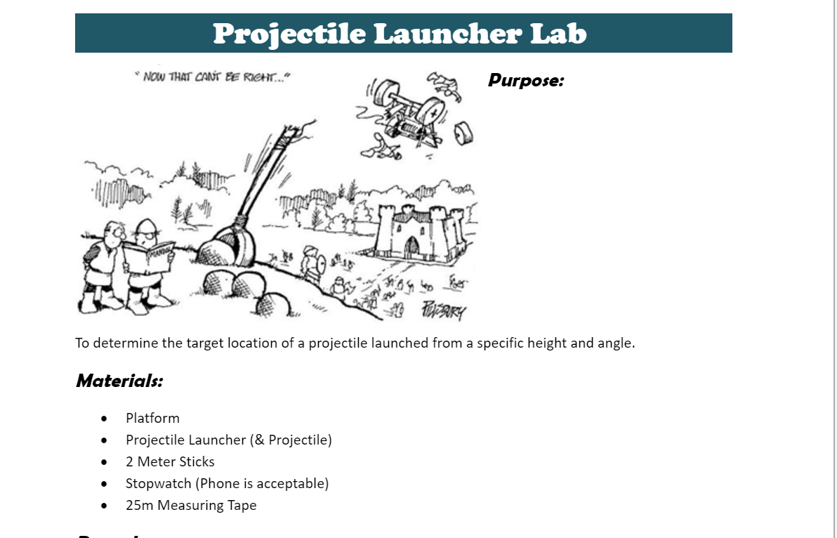 Solved Projectile Launcher Lab NOW THAT CAN BE RIGHT..." | Chegg.com