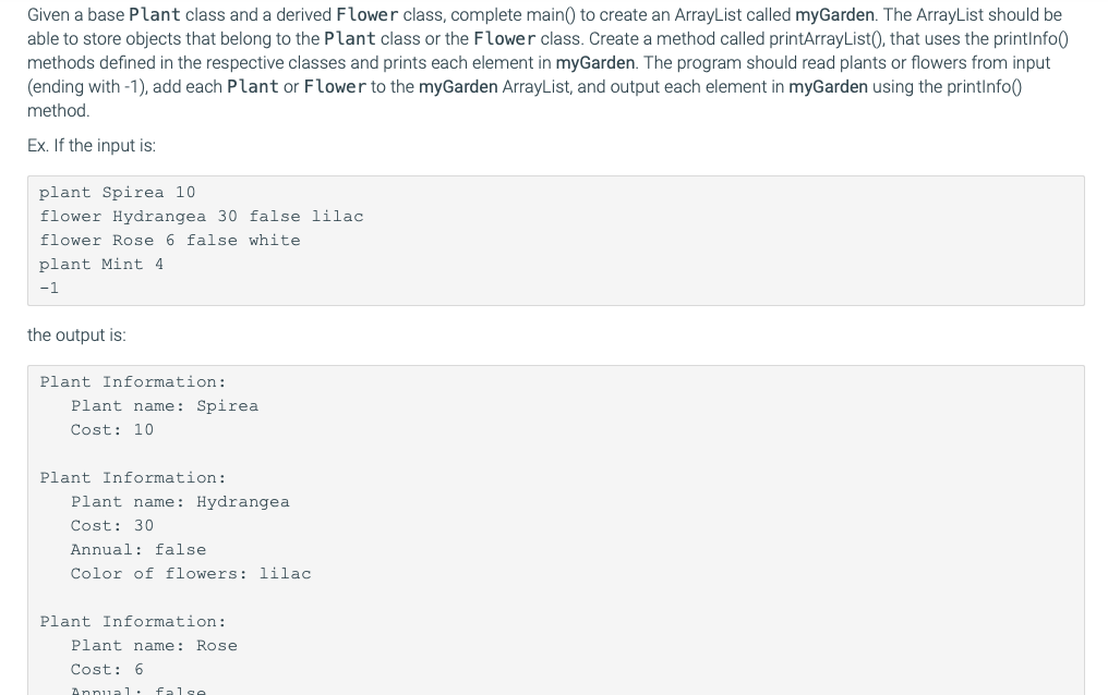 Solved Given a base Plant class and a derived Flower class, | Chegg.com