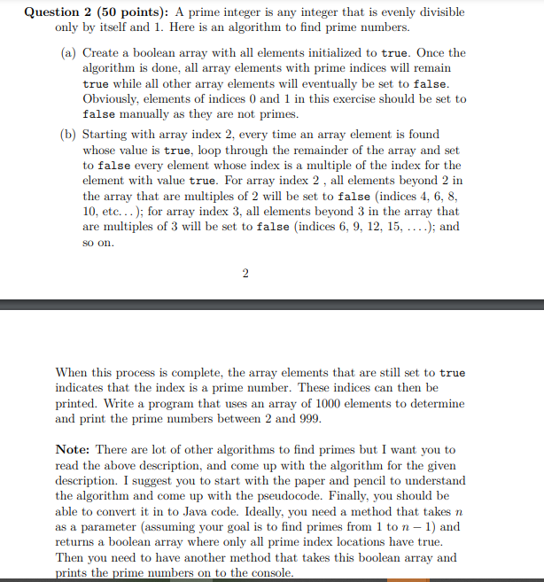 Solved Question 2 (50 points): A prime integer is any | Chegg.com