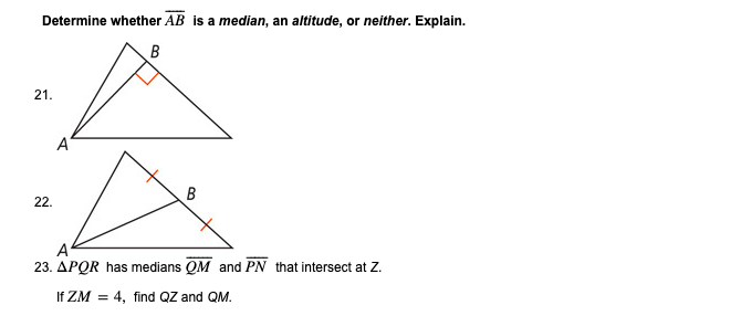 Solved Determine whether AB is a median, an altitude, or | Chegg.com