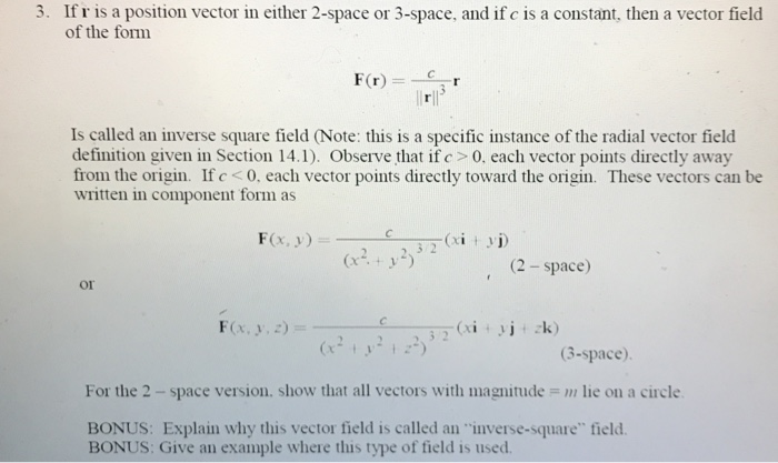 Solved If r is a position vector in either 2-space or | Chegg.com